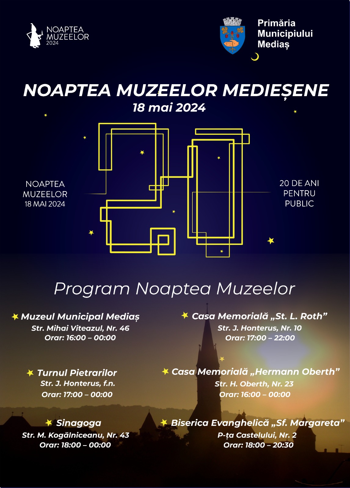 Noaptea Muzeelor Medieșene – 18 mai 2024, Ediția a XX-a